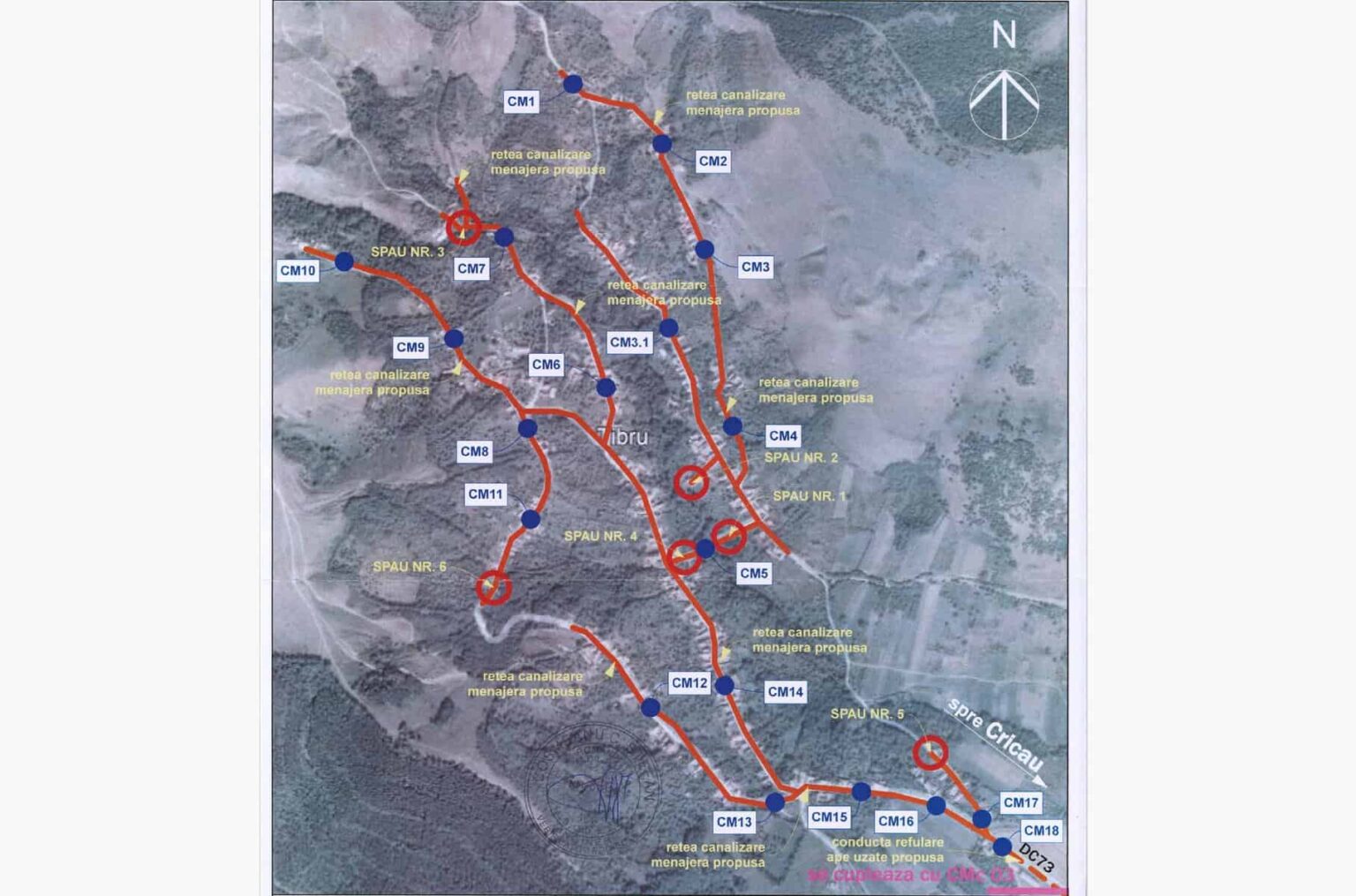 Rețea de canalizare menajeră în satul Tibru din comuna Cricău ...